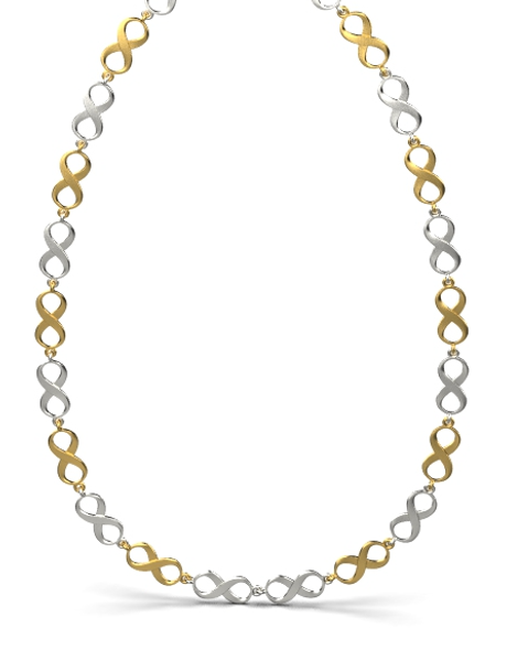 Figure of Eight Chain Necklace - 18K Gold, White Gold - ODOZIAKUCHI