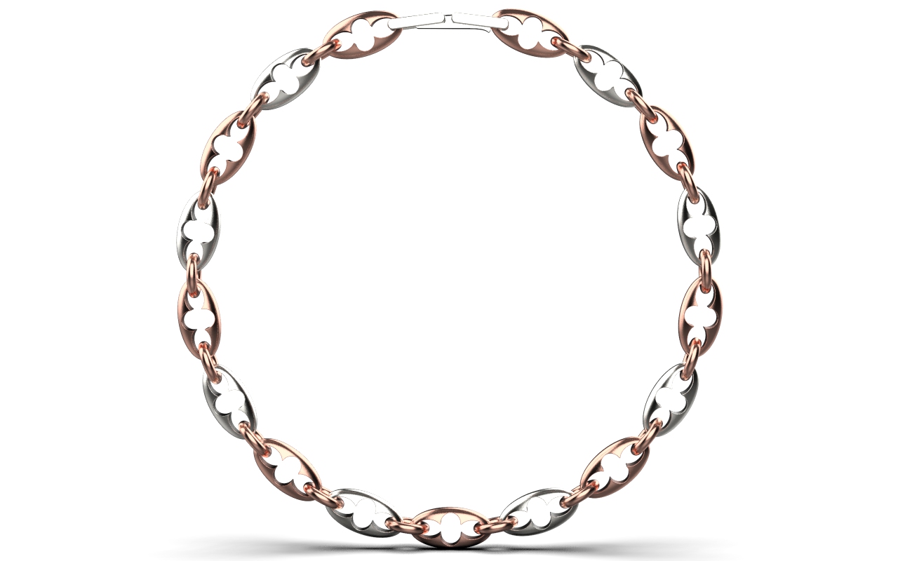 Esther Link Necklace - 18K Rose Gold, Rhodium Plated Sterling Silver ...
