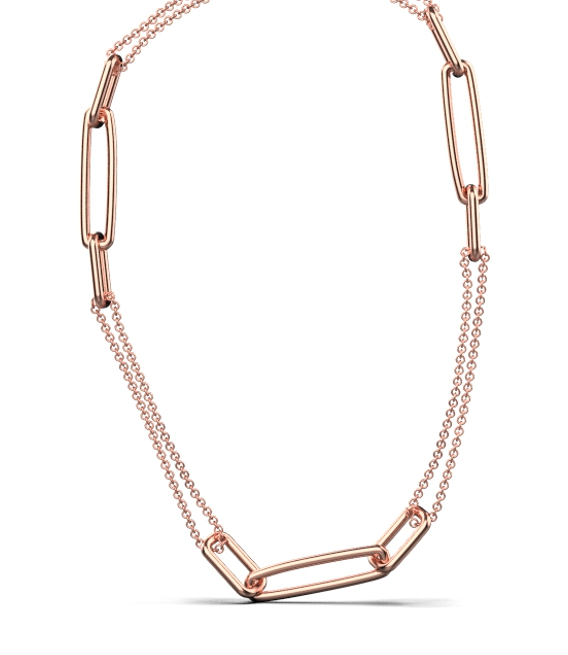 Parallel Chain Necklace - 18K Rose Gold - ODOZIAKUCHI