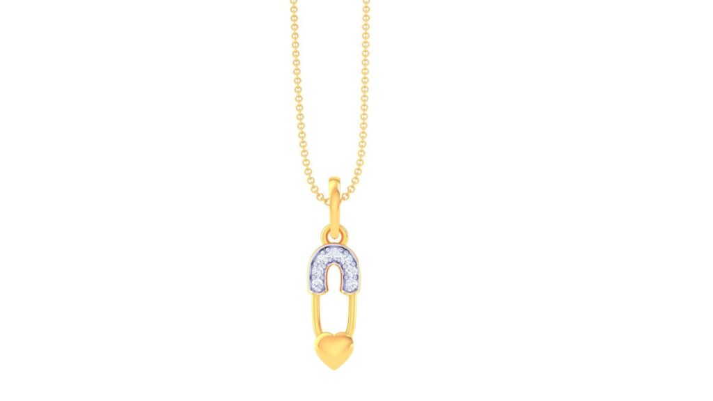 Safety Pin Pendant - 18K Gold - 0.03ct - ODOZIAKUCHI